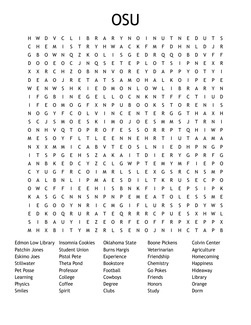 OSU Word Search - WordMint