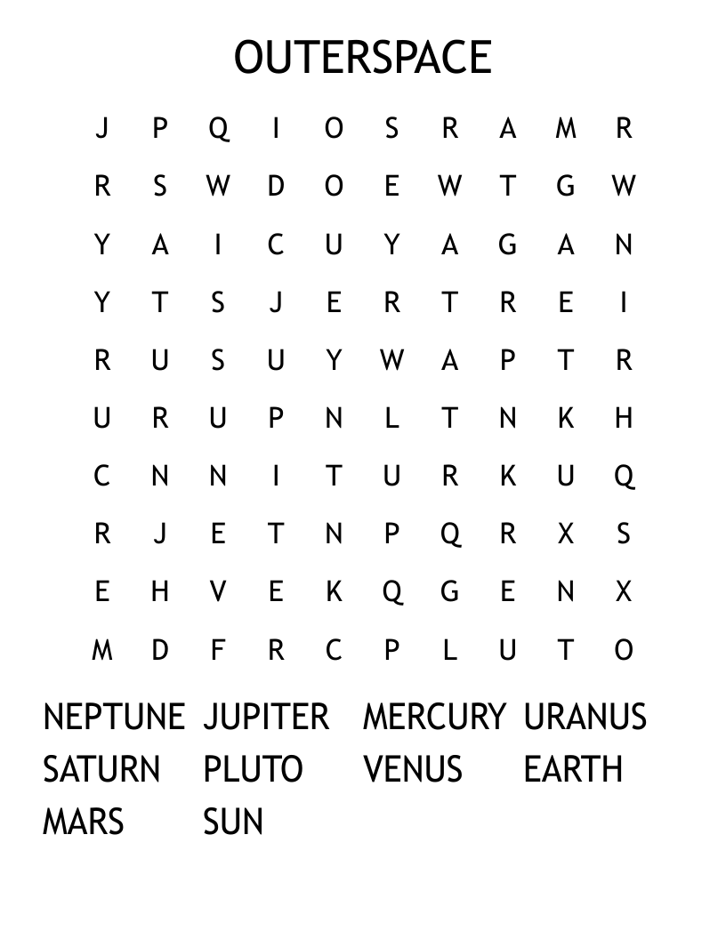 OUTERSPACE Word Search - WordMint