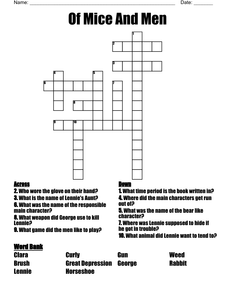 Of Mice And Men Crossword - WordMint
