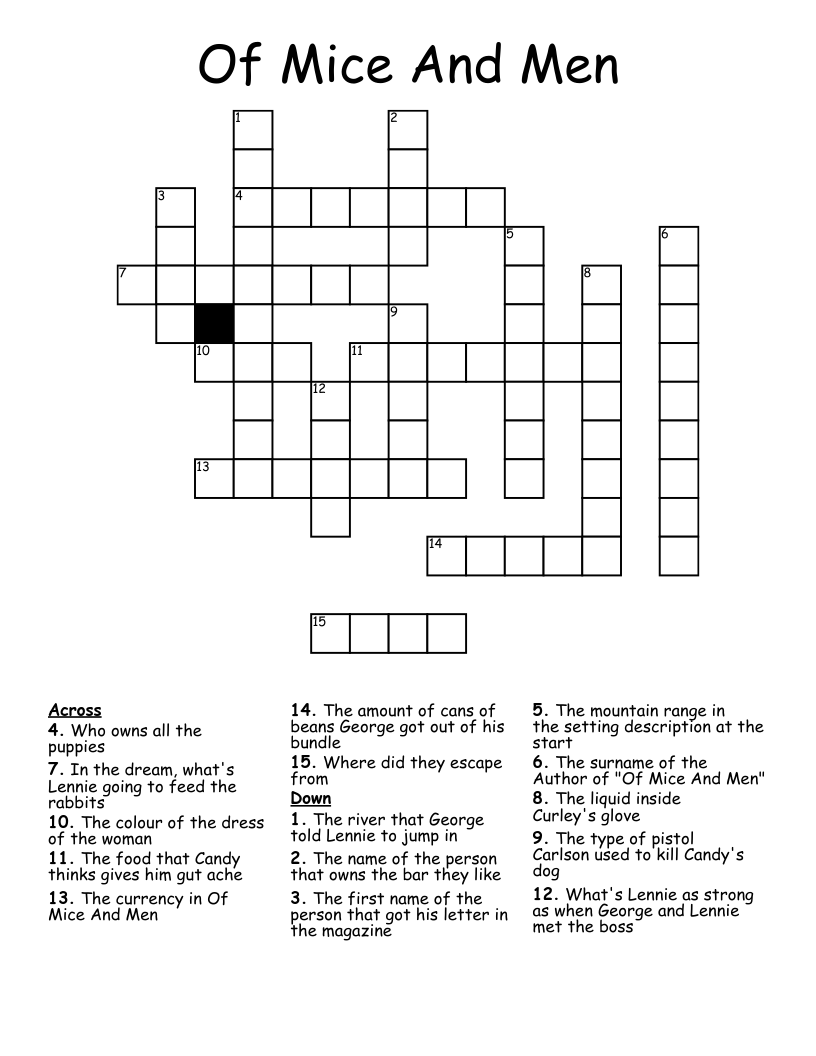 Of Mice And Men Crossword - WordMint