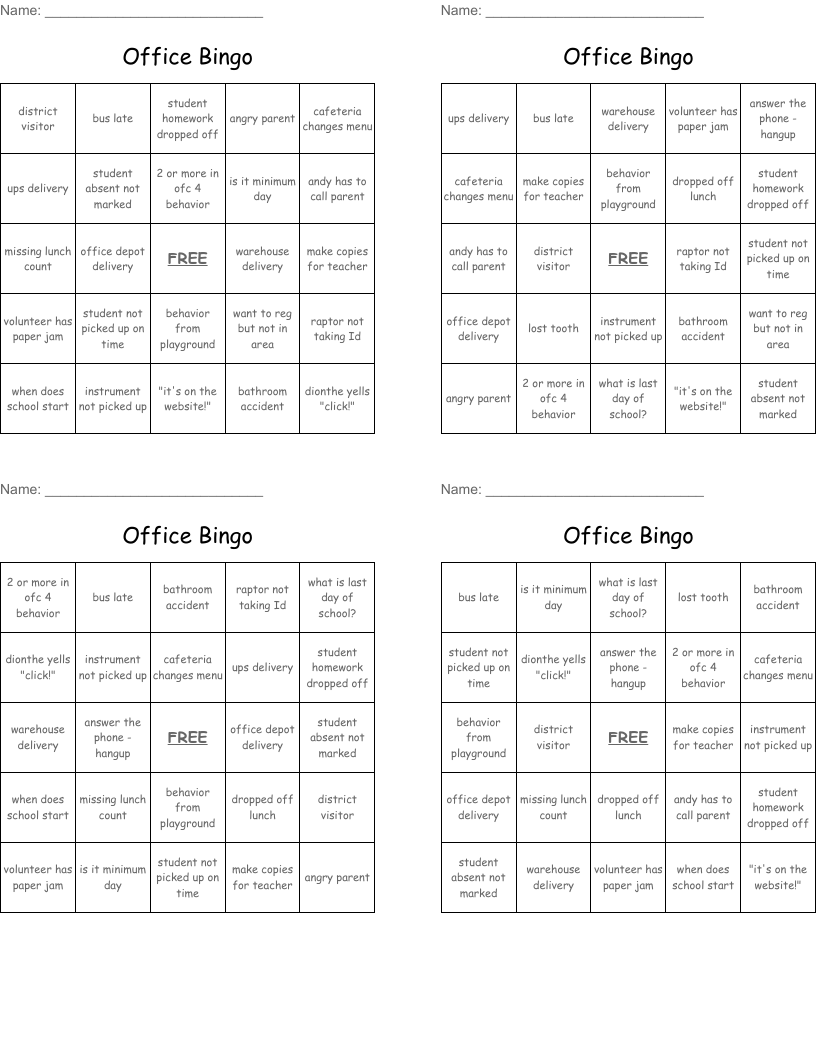 Office Bingo - WordMint