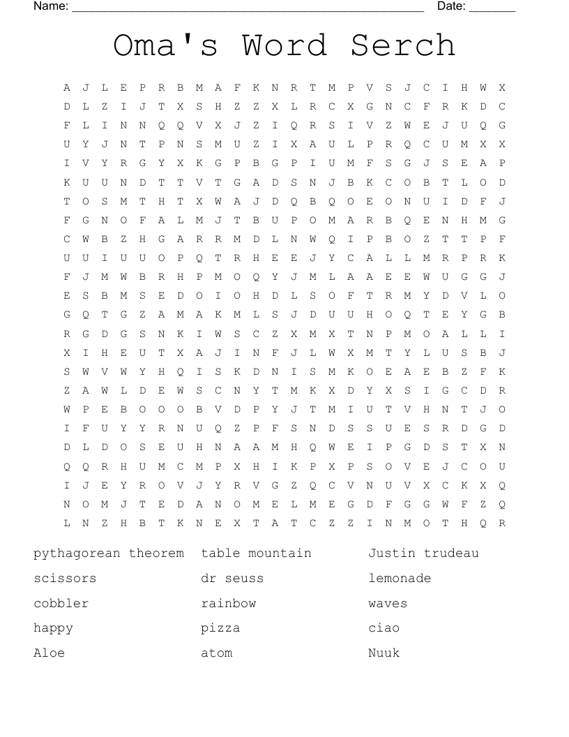 Oma's Word Serch Word Search - WordMint
