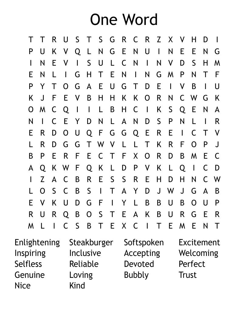 One Word Word Search - WordMint