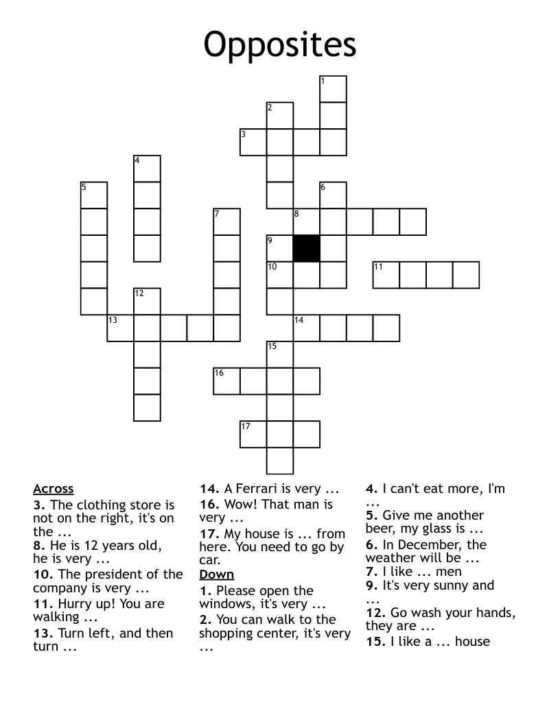 Opposites Crossword - WordMint