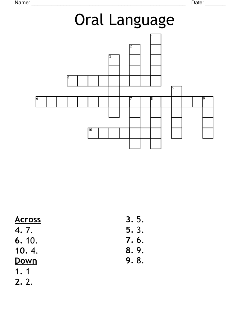 Oral Language Crossword - WordMint
