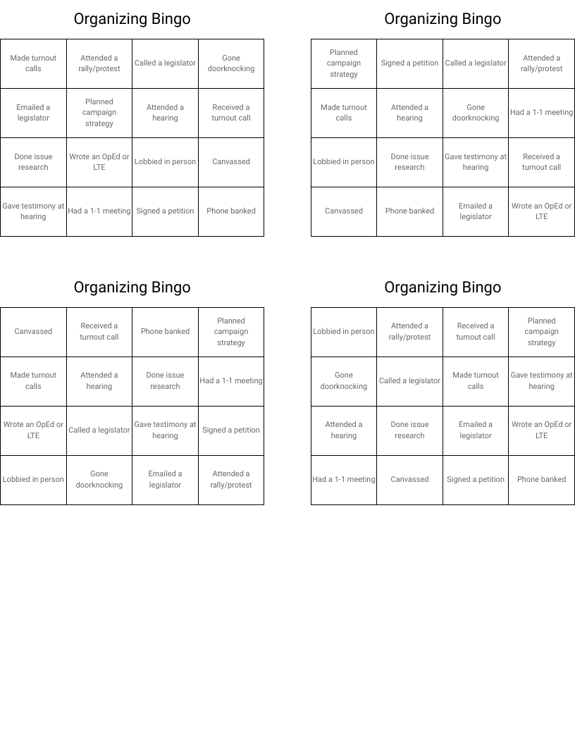 Organizing Bingo - WordMint