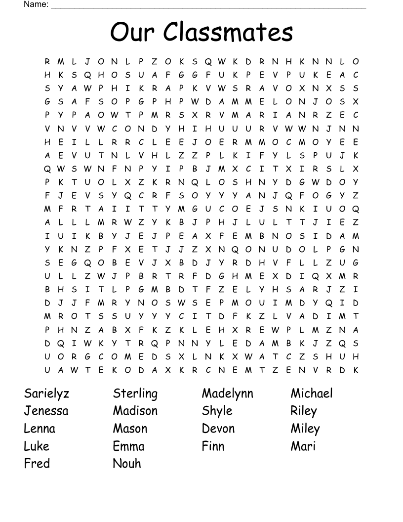 Our Classmates Word Search - WordMint