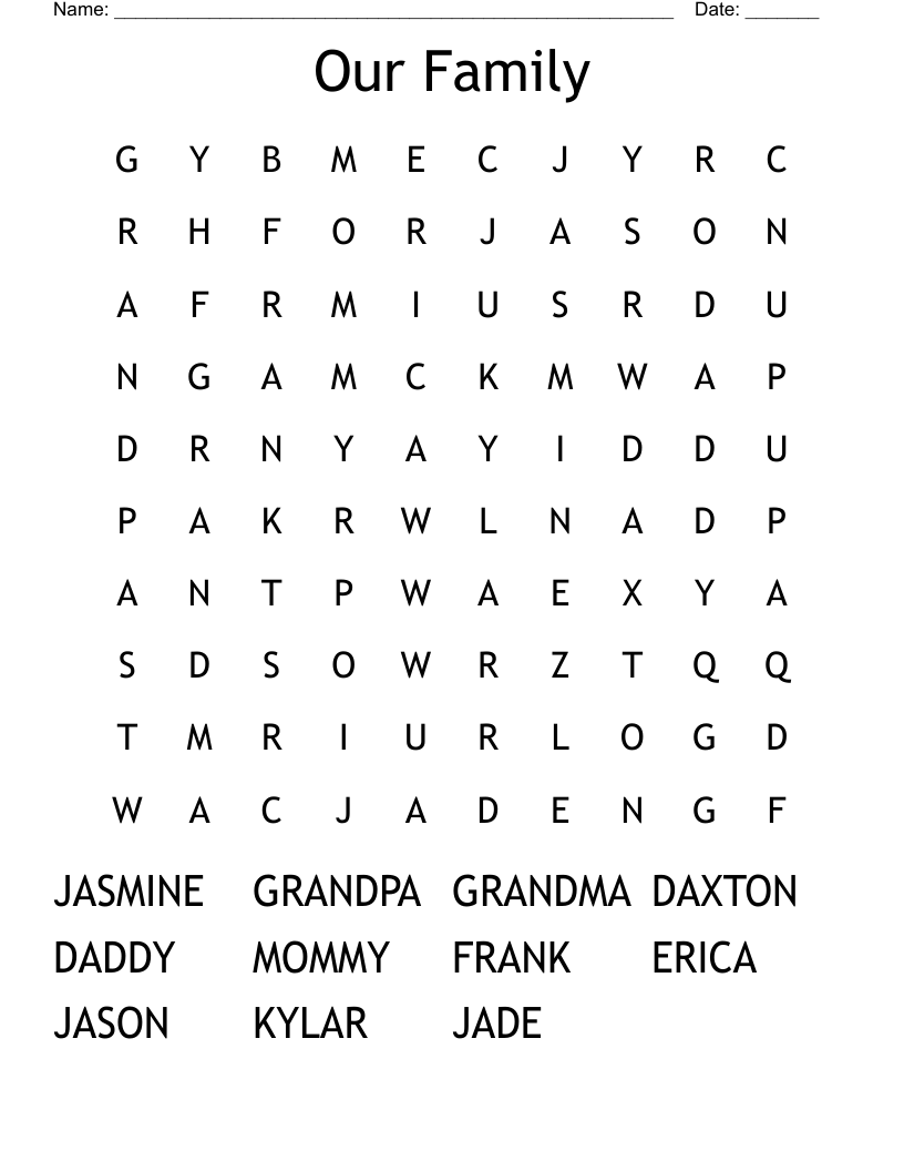 Our Family Word Search - WordMint