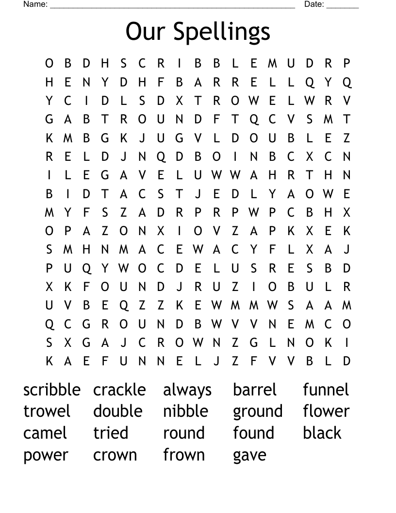 Our Spellings Word Search - WordMint