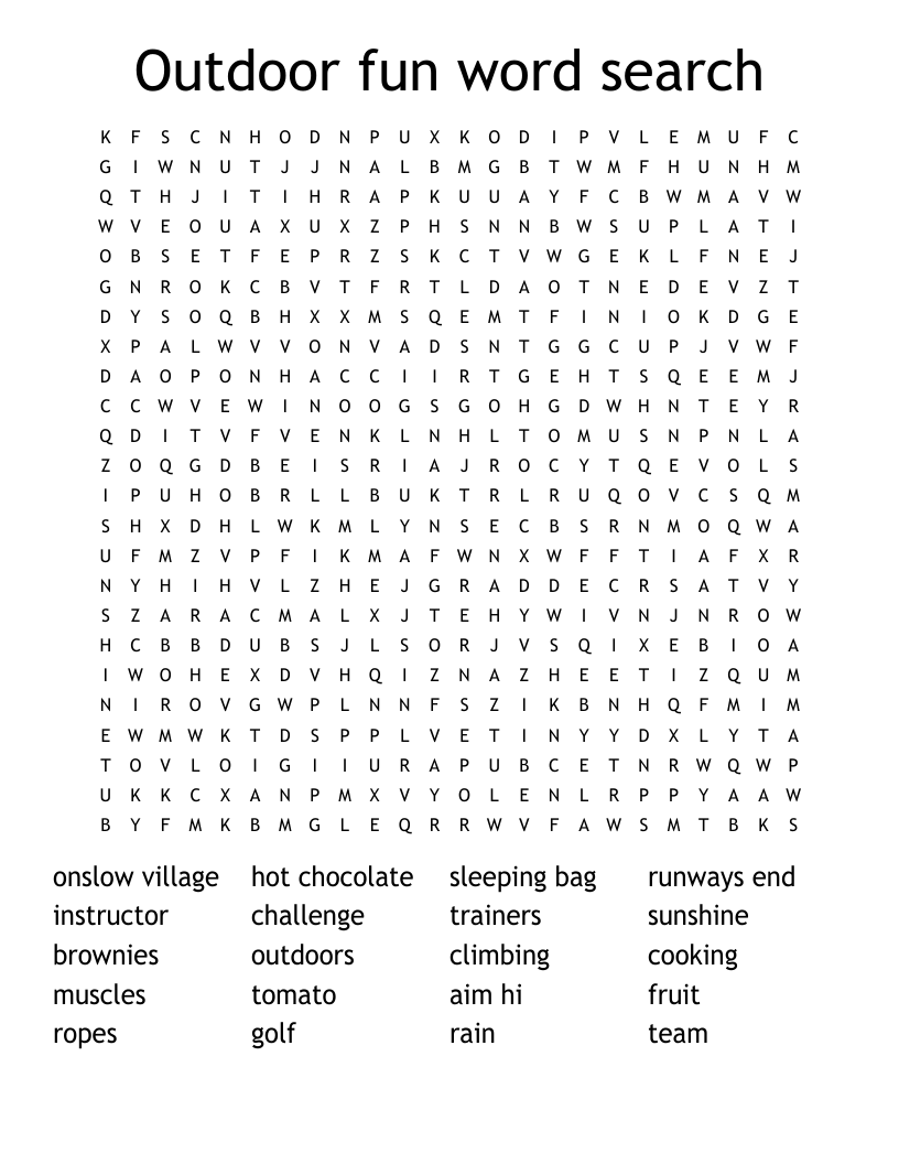 Outdoor Fun Word Search WordMint