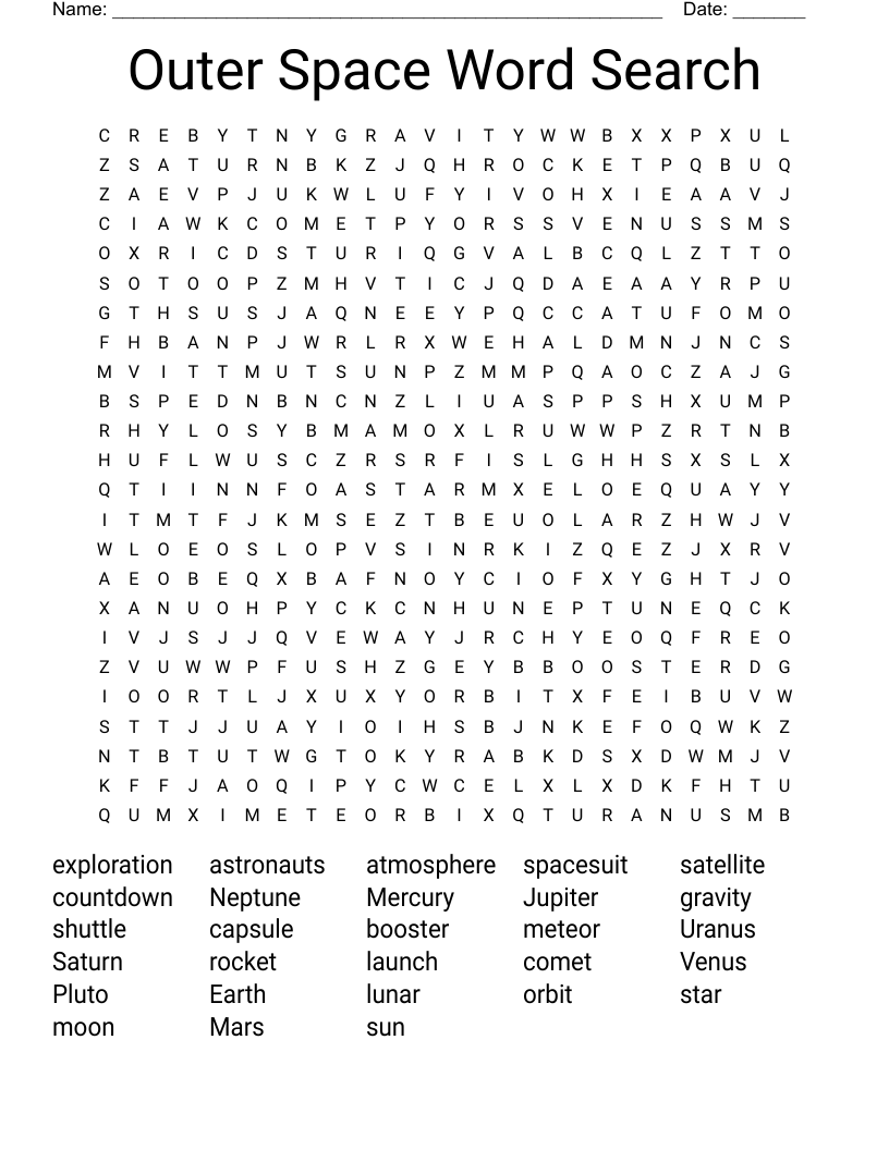 Space Exploration Word Search WordMint