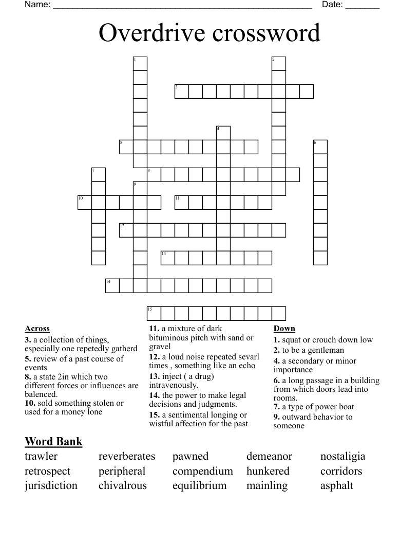 Overdrive crossword - WordMint
