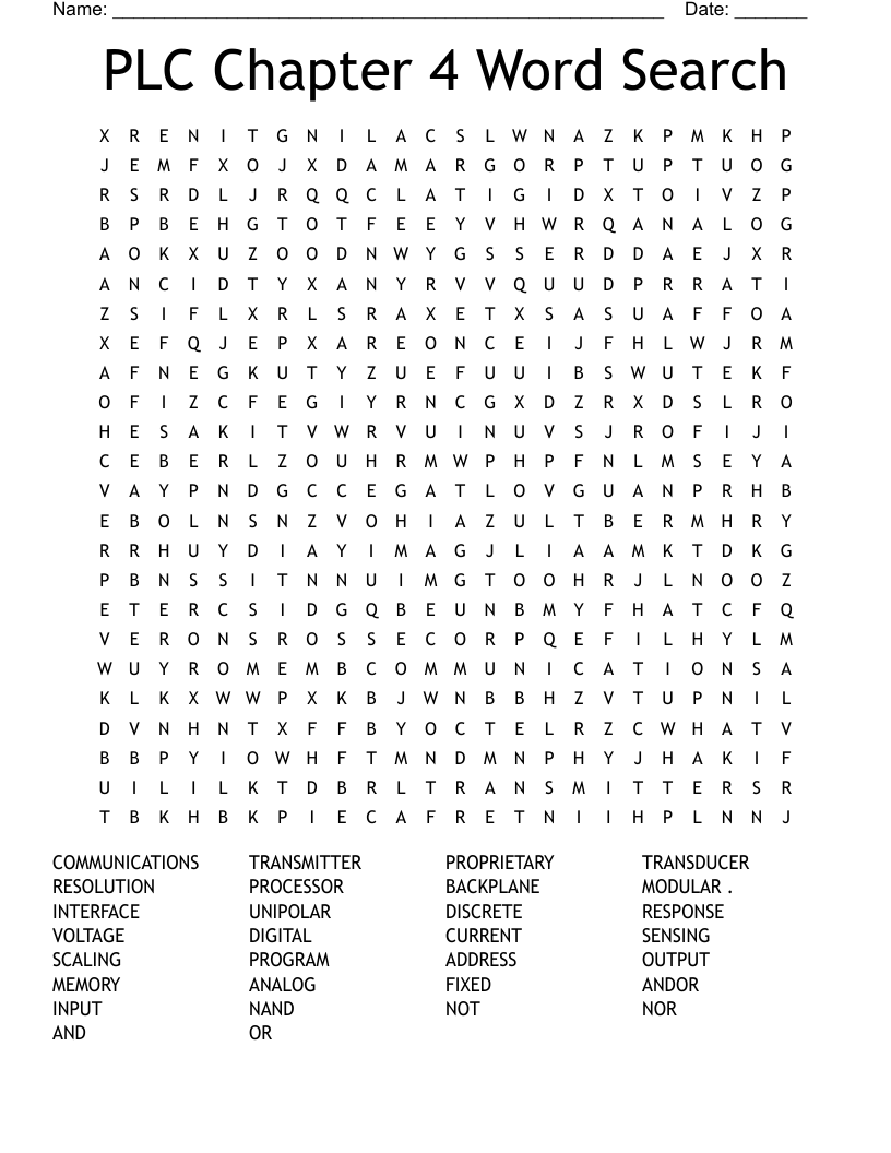 PLC Chapter 4 Word Search - WordMint