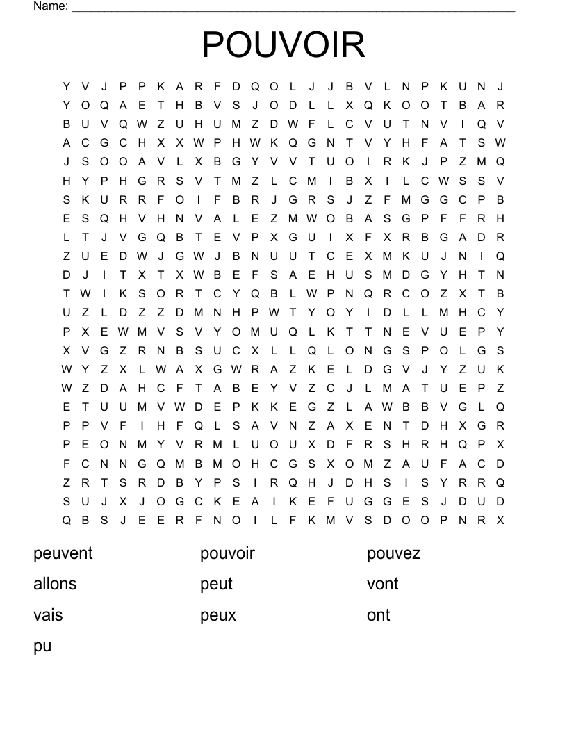 POUVOIR Word Search - WordMint