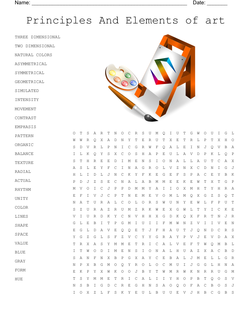 Elements Of Art And Principles Of Design Word Search WordMint