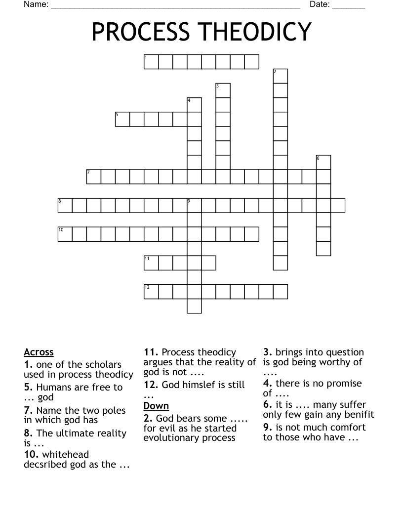 PROCESS THEODICY Crossword - WordMint