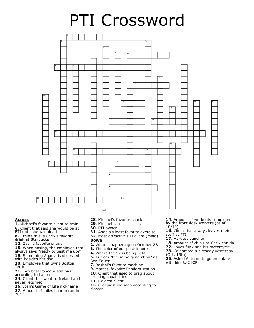 PTI Crossword - WordMint