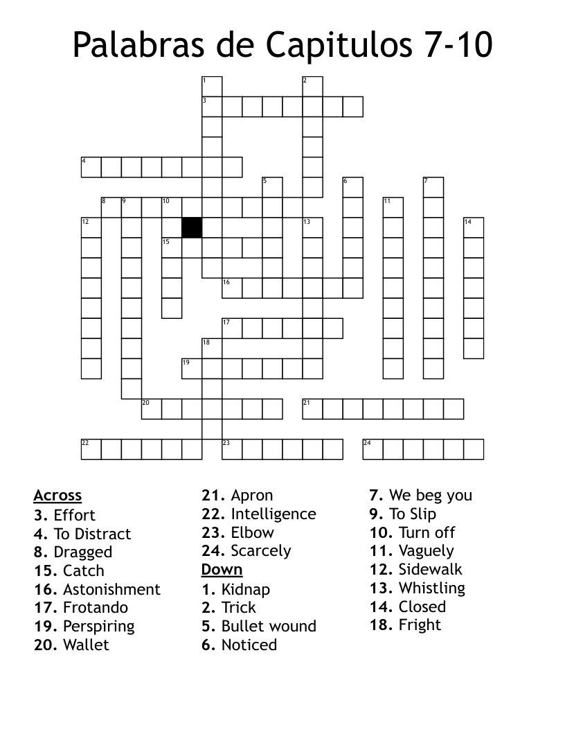 Palabras de Capitulos 7-10 Crossword - WordMint
