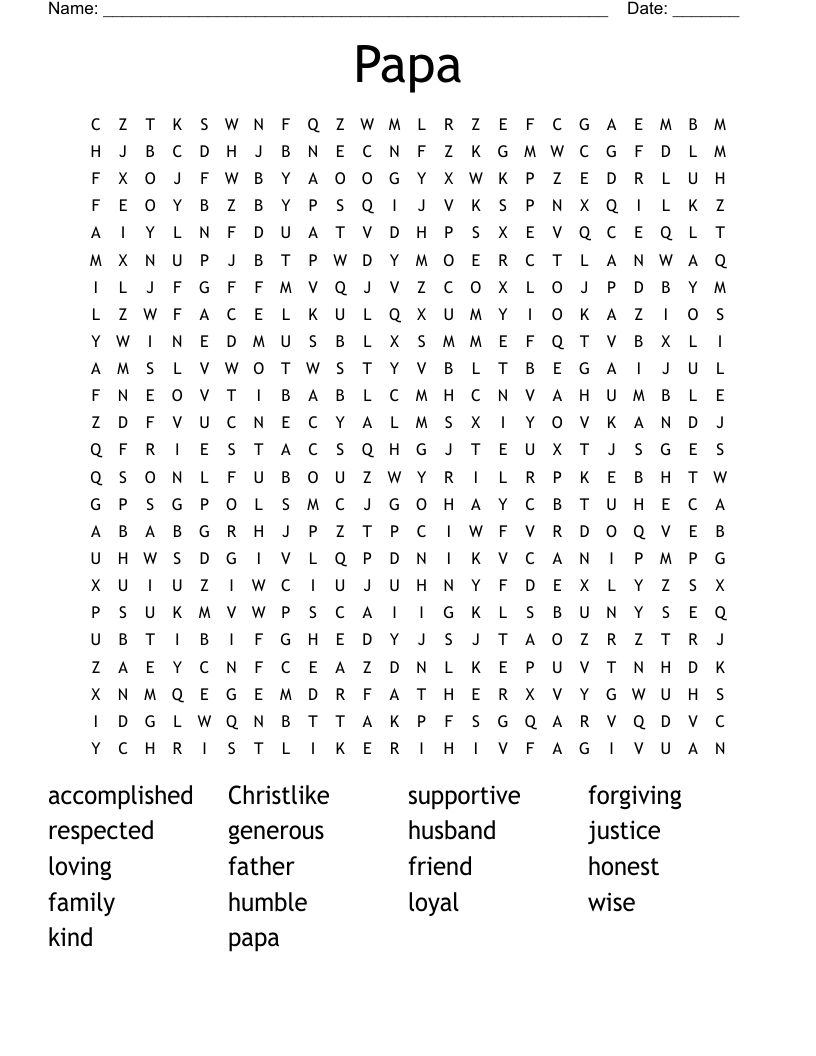 Papa Word Search - WordMint