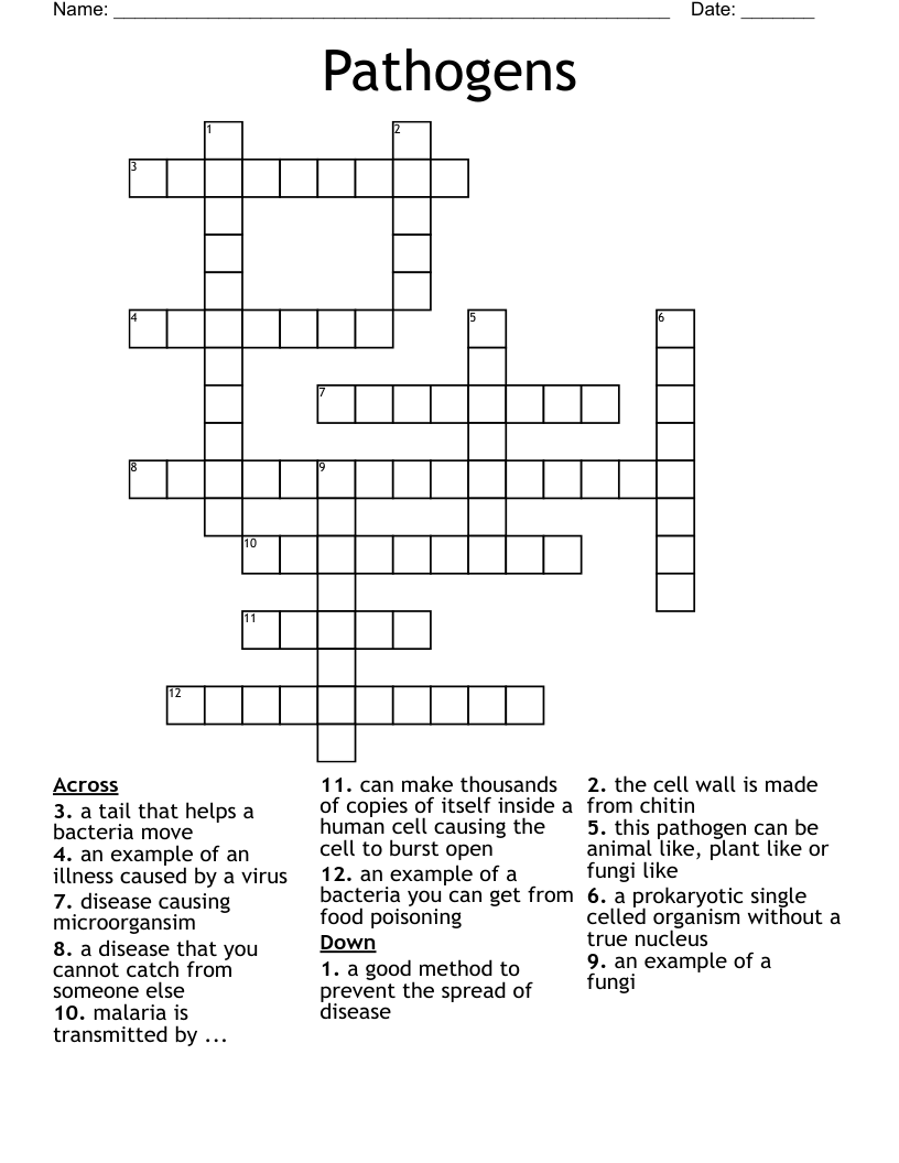 Pathogens Crossword - WordMint