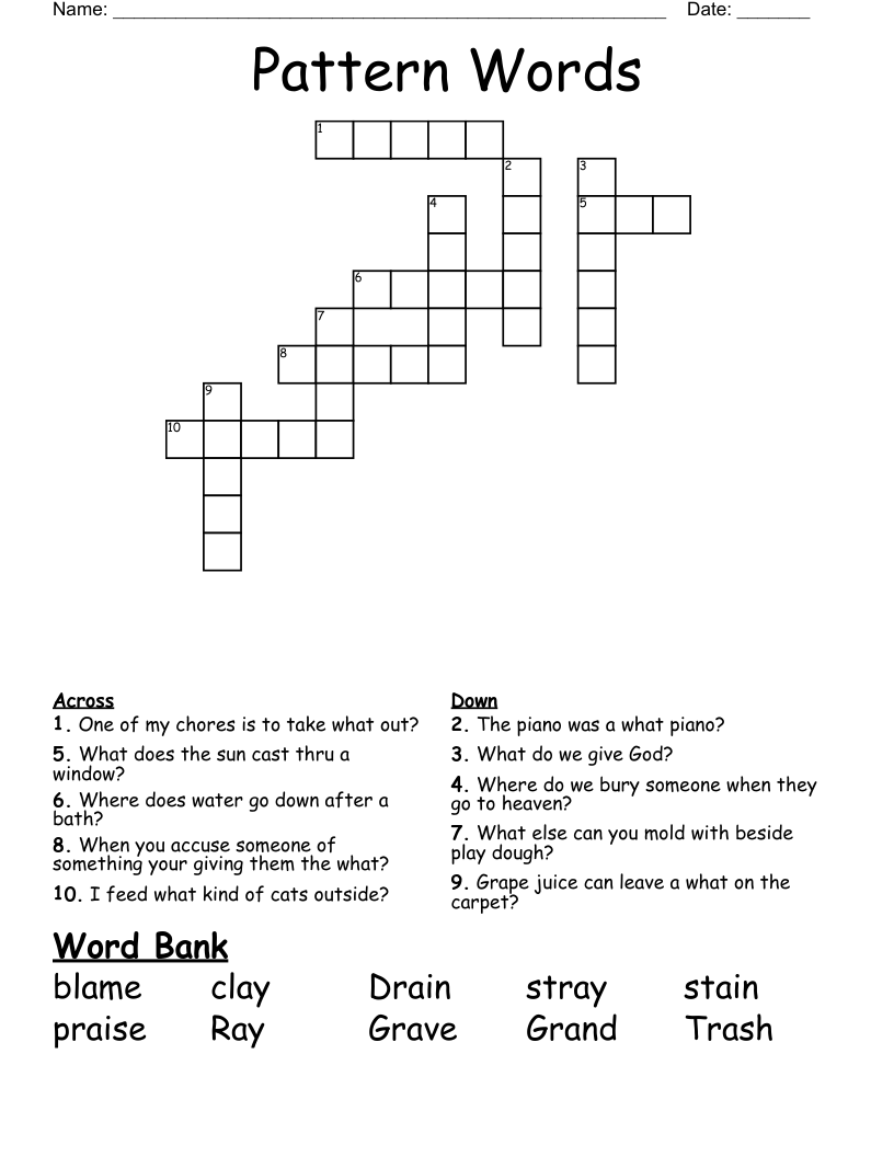 Pattern Words Crossword - WordMint