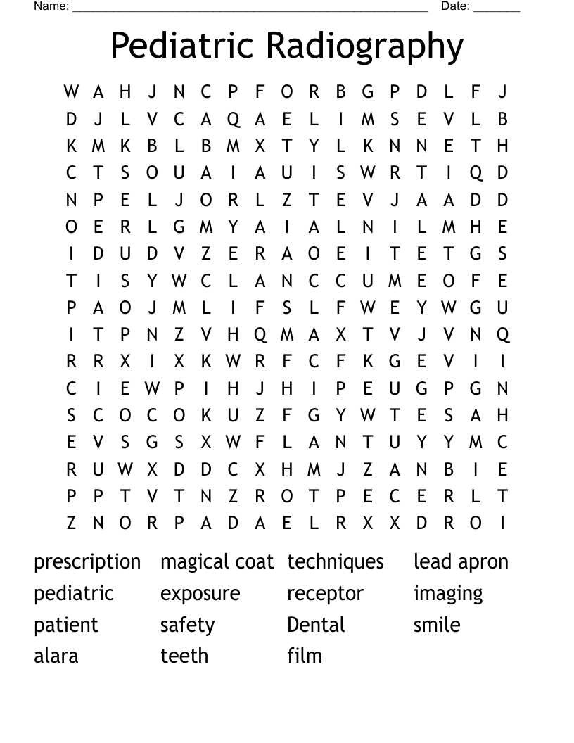 Pediatric Radiography Word Search - WordMint