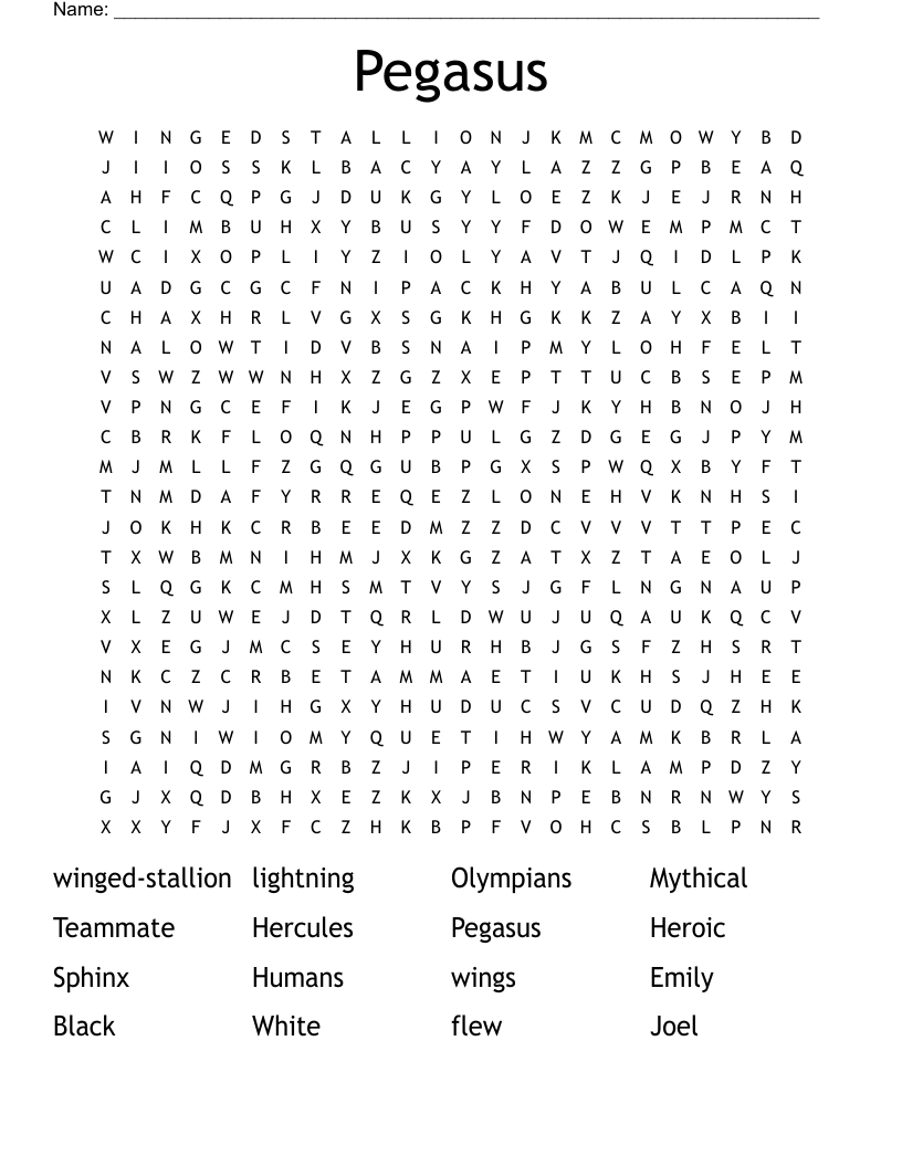 Pegasus Word Search - WordMint