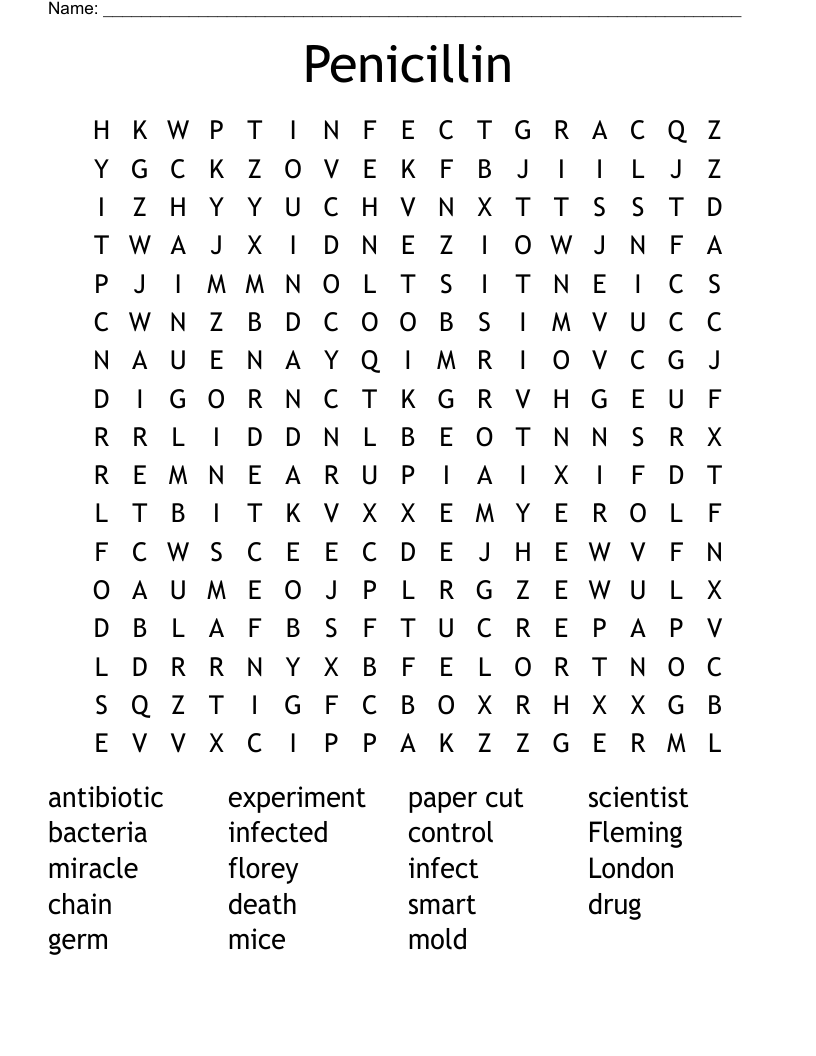 Penicillin Word Search - WordMint