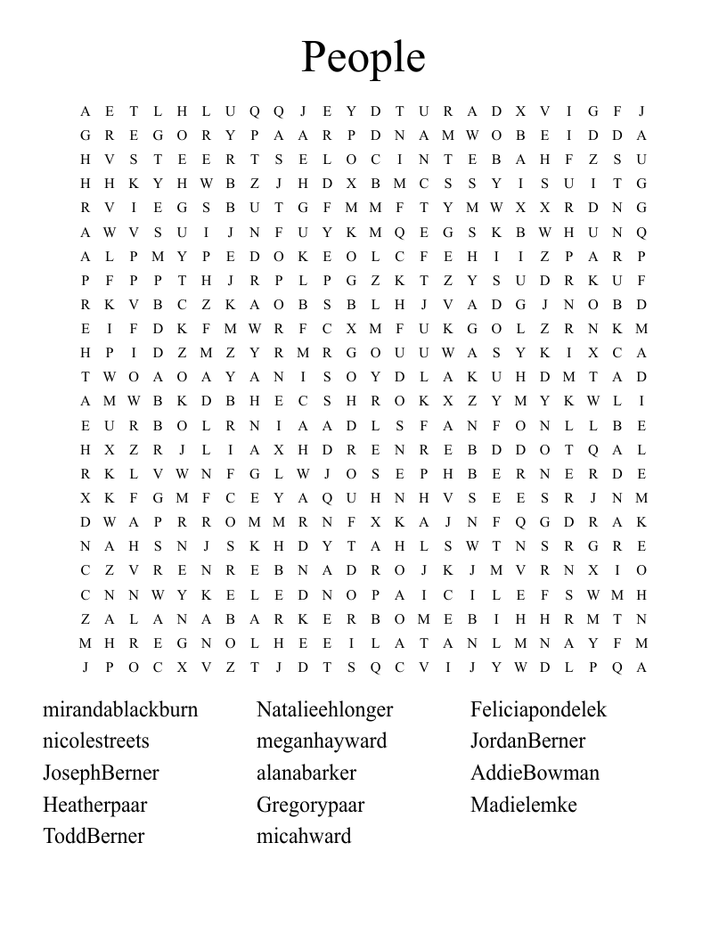 People Word Search - WordMint