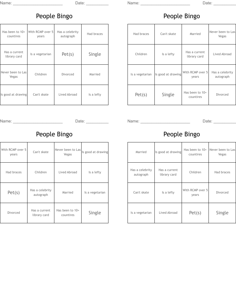 People Bingo - WordMint