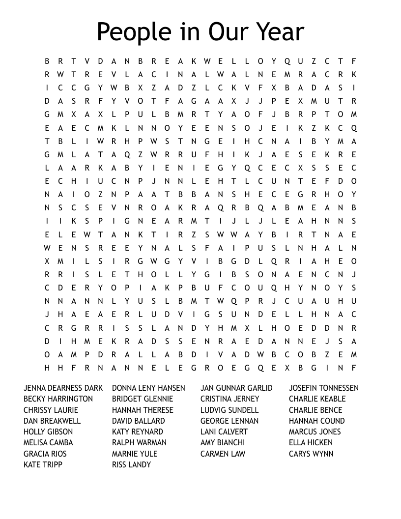 People in Our Year Word Search - WordMint