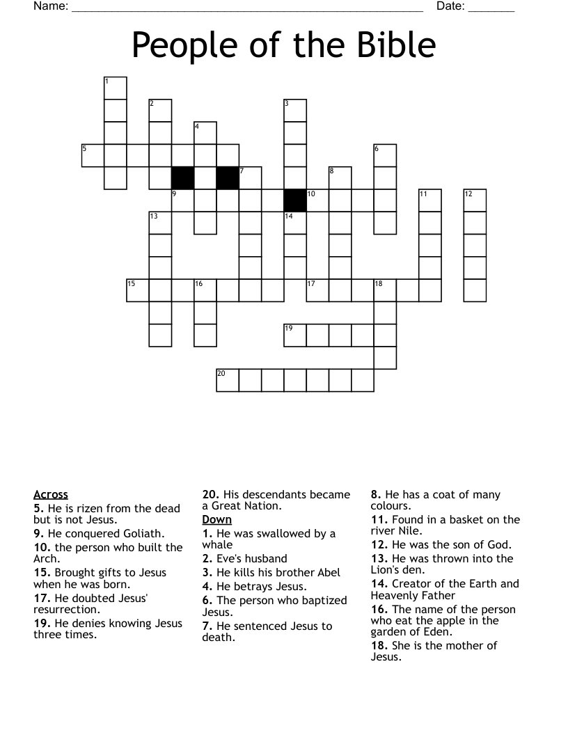 People of the Bible Crossword - WordMint