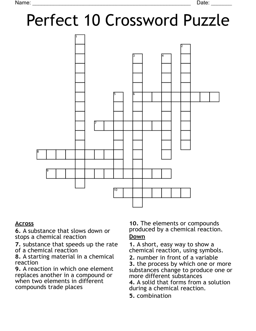 Perfect 10 Crossword Puzzle - WordMint