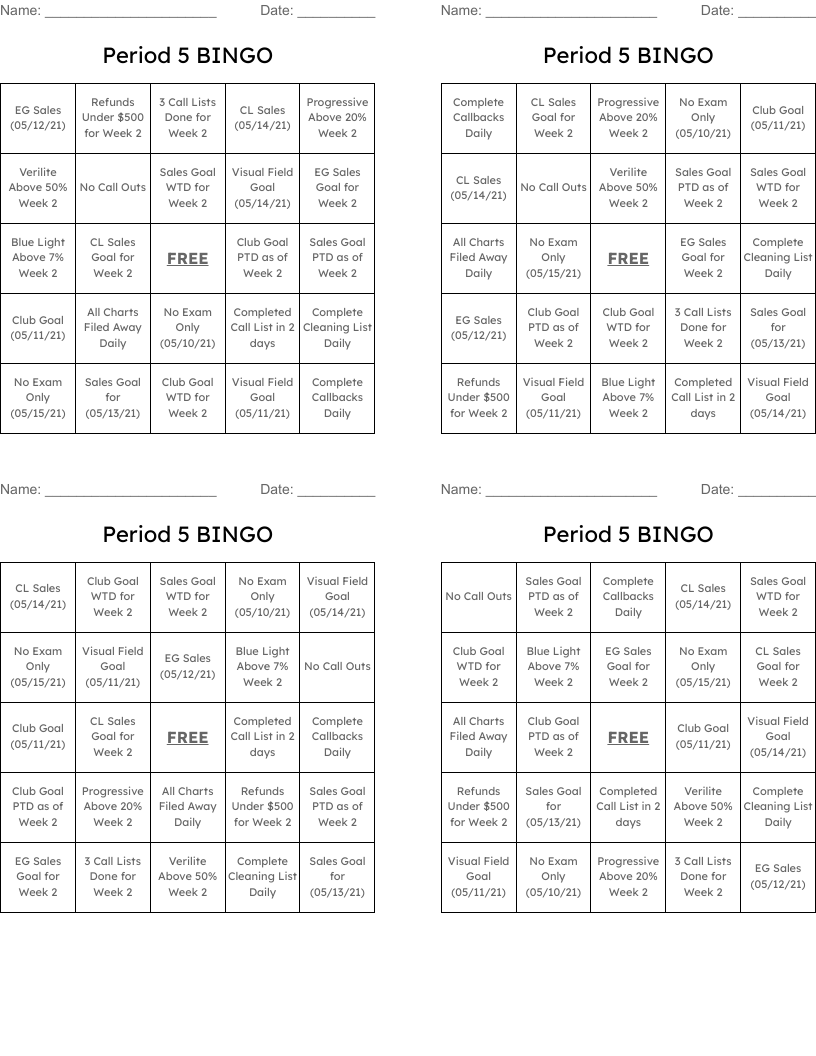 Period 5 BINGO - WordMint