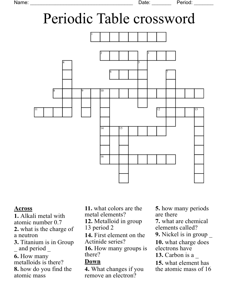 Periodic Table Crossword Puzzle Answers I Have 26 Protons | Cabinets ...