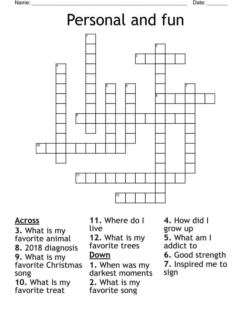 Personal and fun Crossword - WordMint