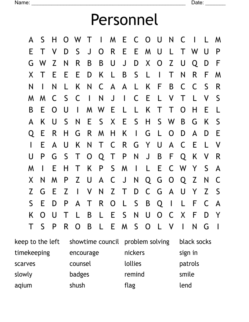 Personnel Word Search - WordMint