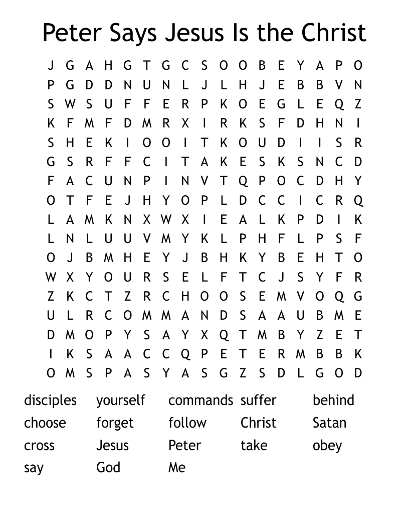 Peter Says Jesus Is the Christ Word Search - WordMint