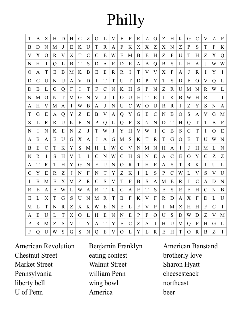 Philly Word Search - WordMint