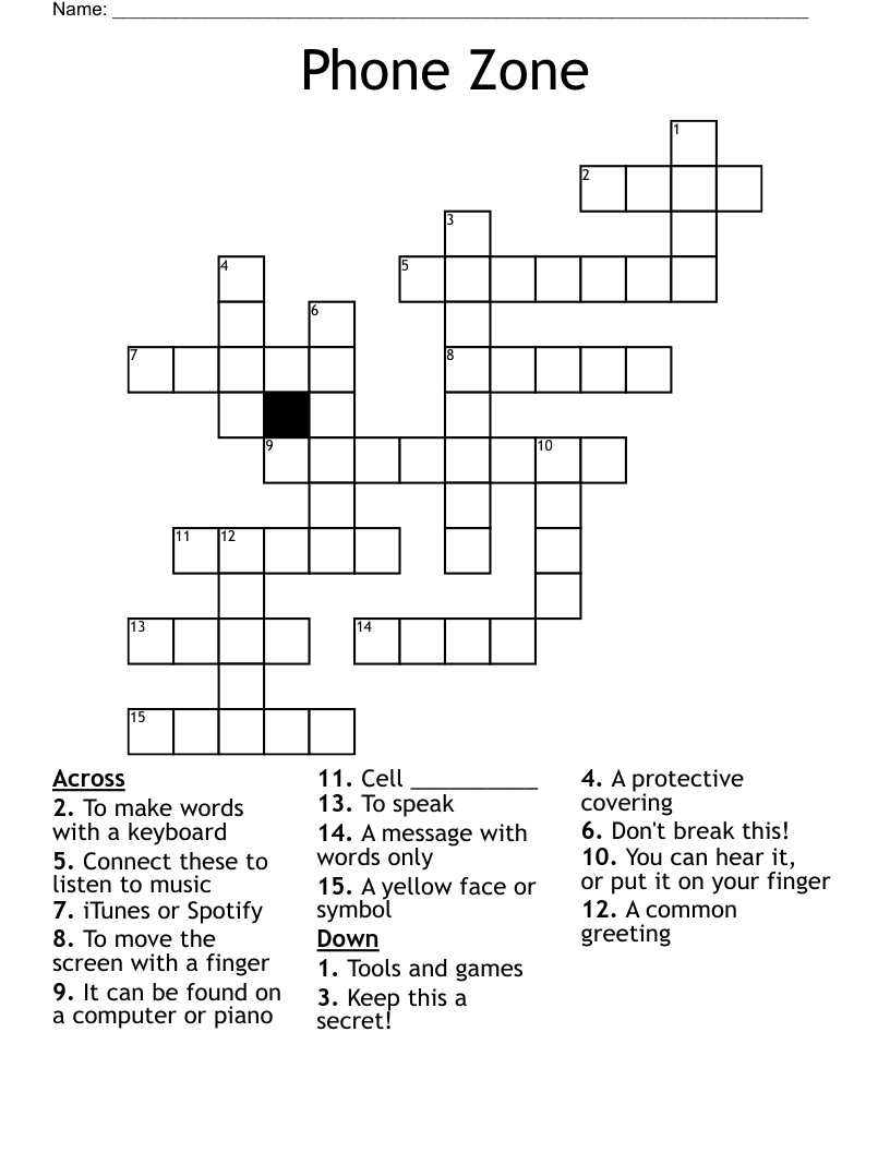 Phone Zone Crossword - WordMint