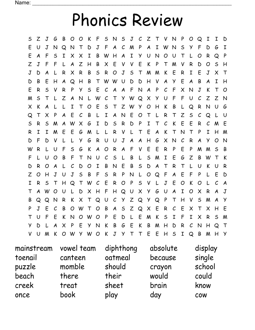 Phonics Review Word Search - WordMint