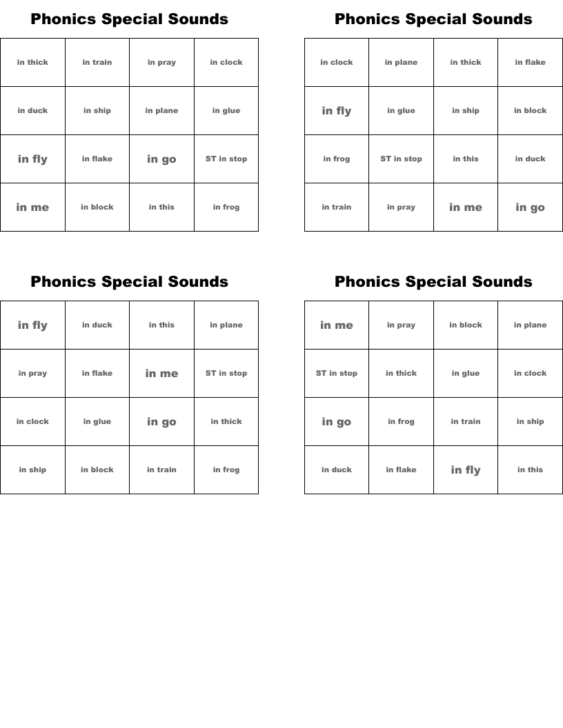 Phonics Special Sounds Bingo Cards - WordMint