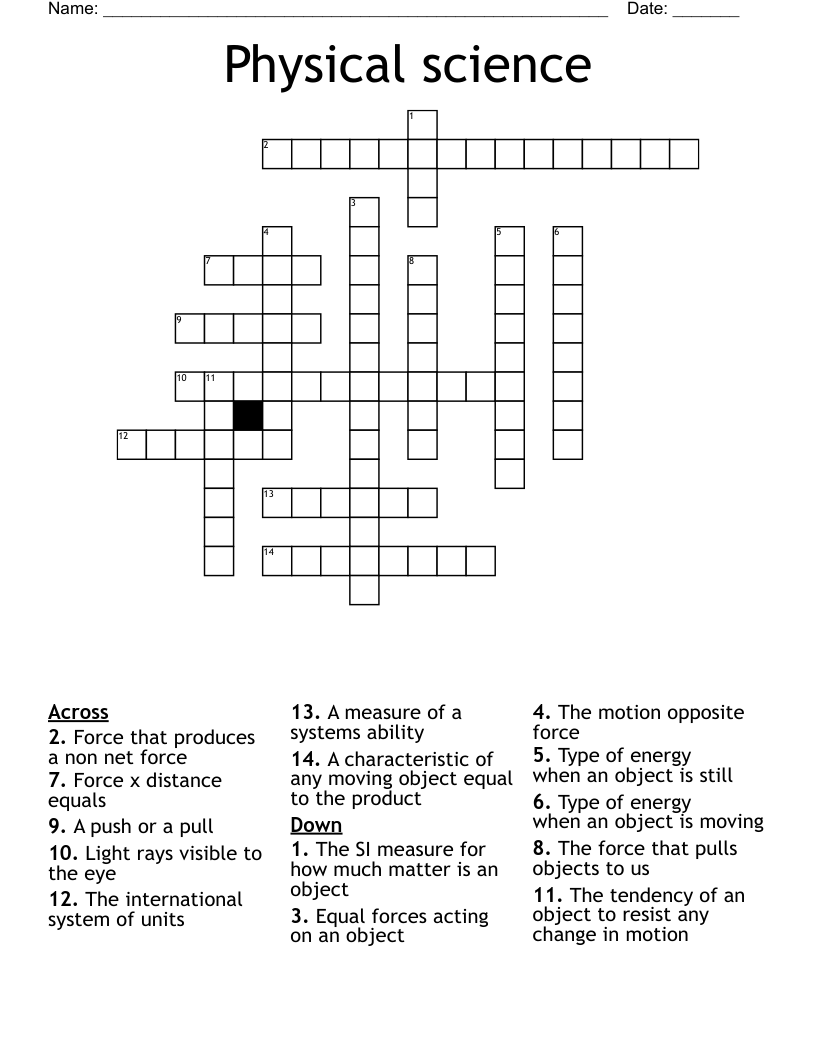 Physical science Crossword - WordMint