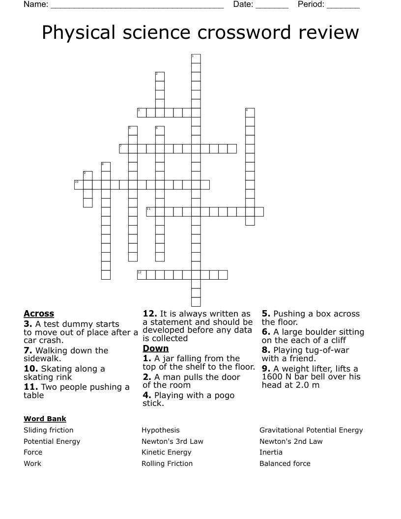 Physical science crossword review - WordMint