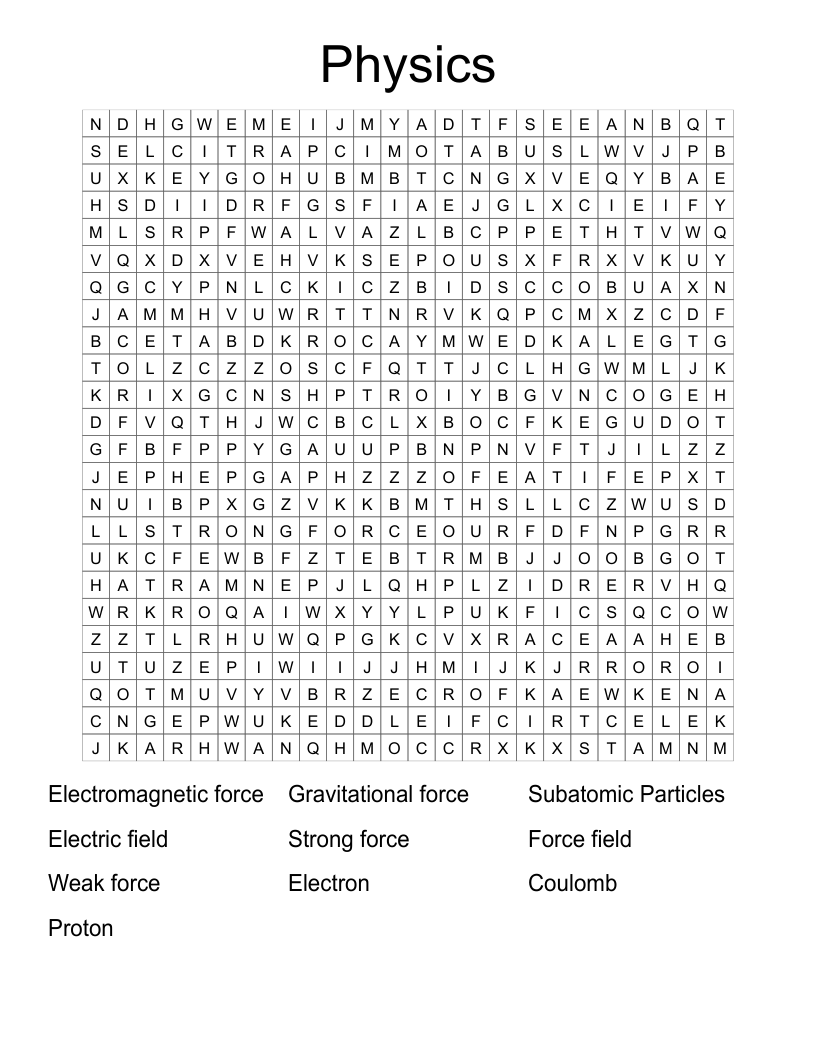 Physics Word Search - WordMint