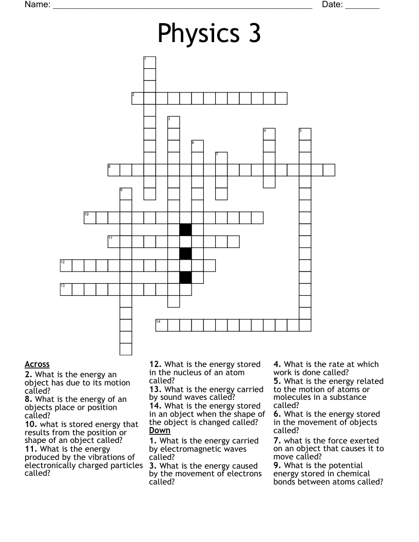 Physics 3 Crossword - WordMint
