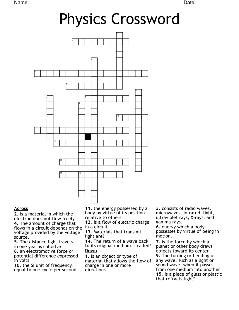 Physics Crossword - WordMint
