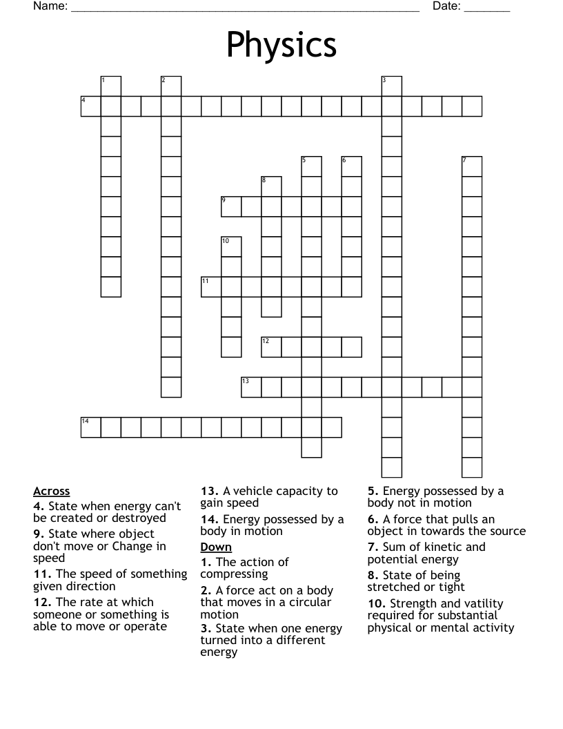 Physics Crossword - WordMint