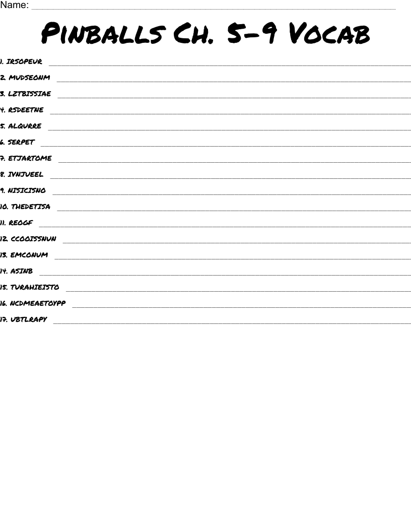 Pinballs Ch. 5-9 Vocab Word Scramble - WordMint