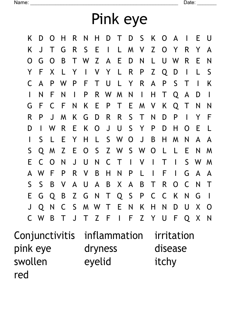 Pink eye Word Search - WordMint